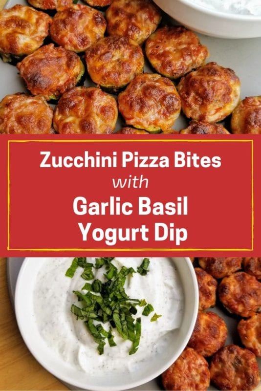 Zucchini Pizza Bites with Garlic Basil Yogurt Dip - Run Eat Repeat