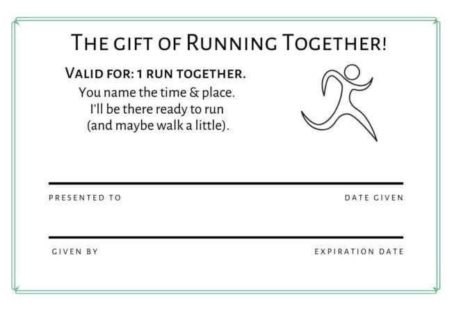 Gift Certificates for Runners - FREE Printable of 11 Different Options ...