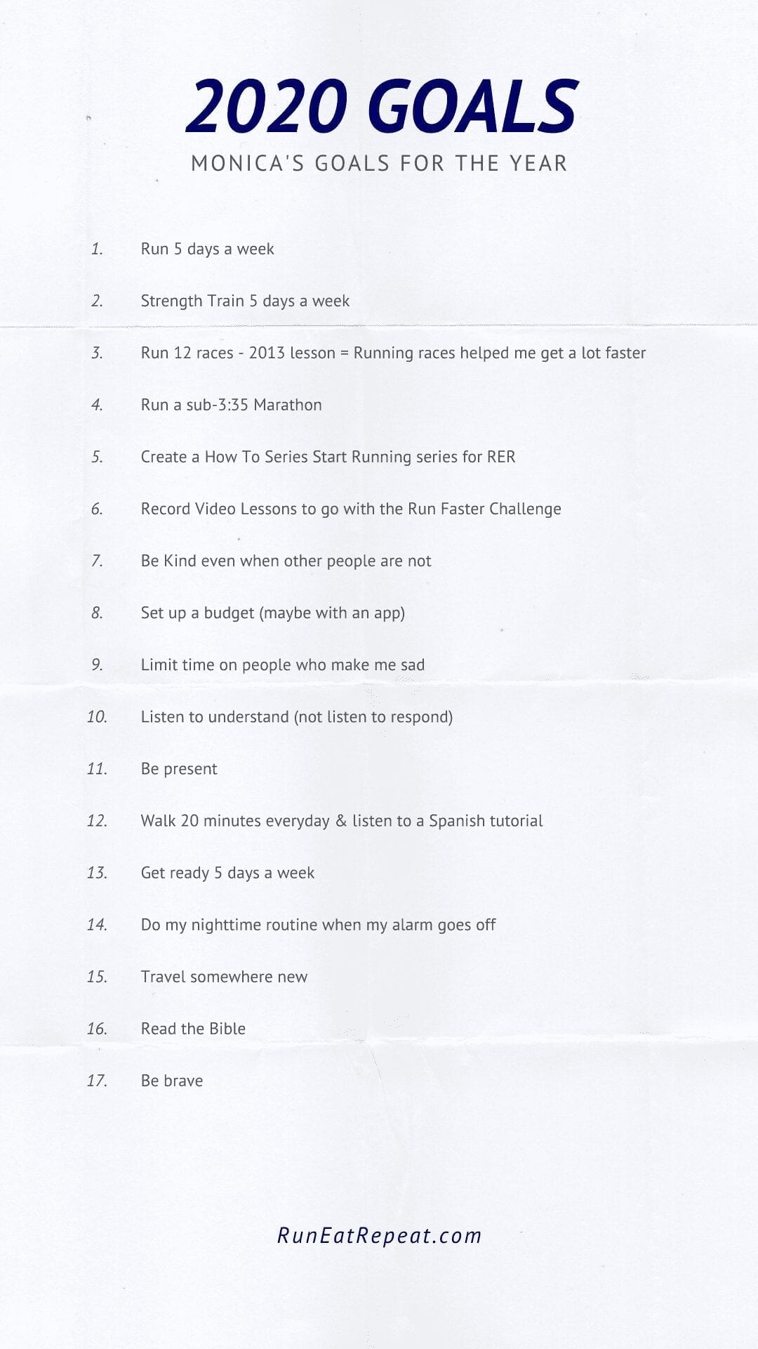 2020 Goals - New Everything But Also Back to Blogging - Run Eat Repeat
