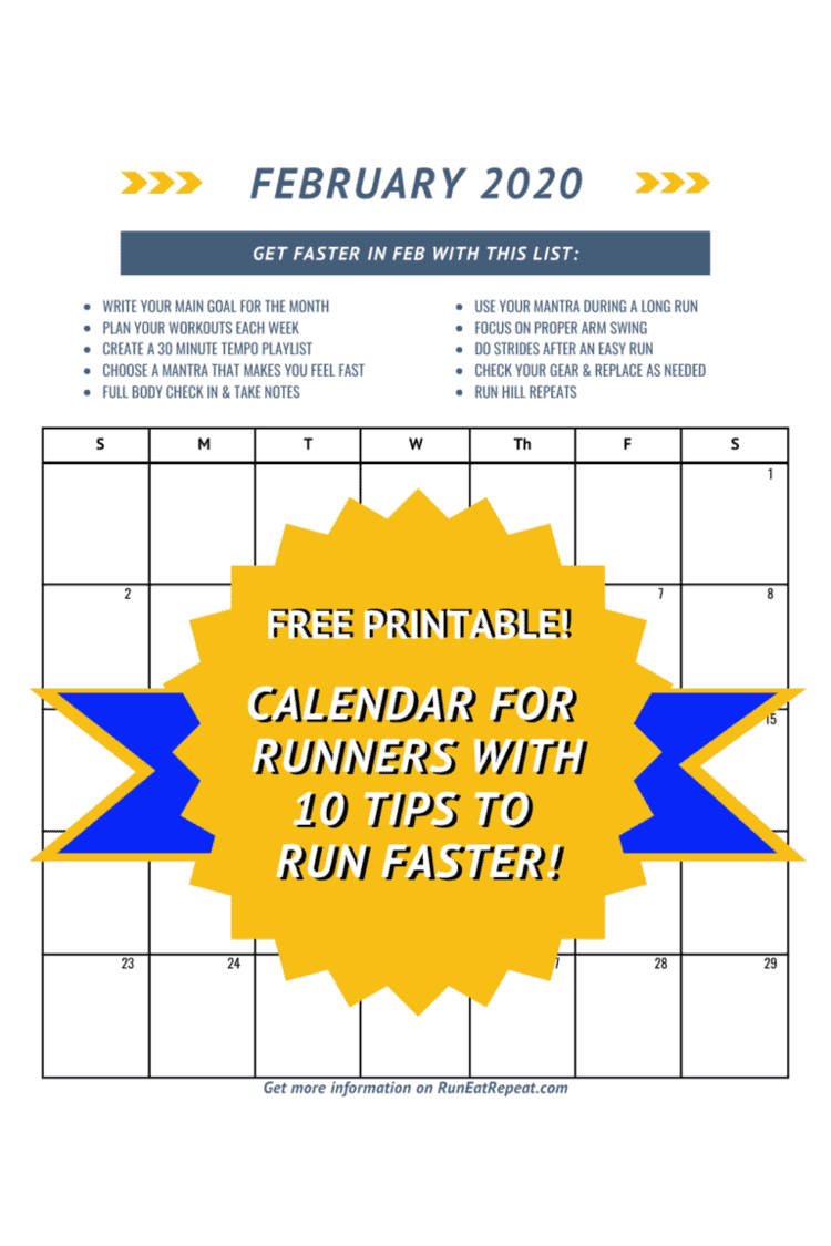 February Calendar for Runners with Faster Tips - Run Eat Repeat