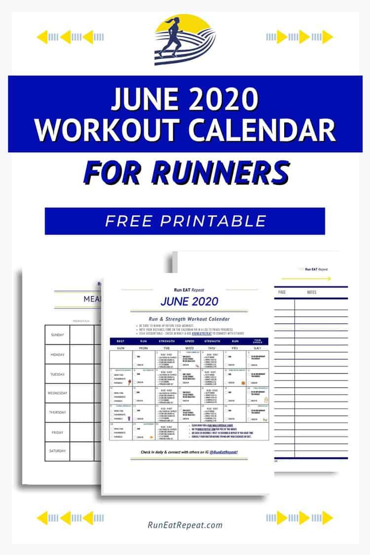 June Running Calendar free printable workout - Run Eat Repeat