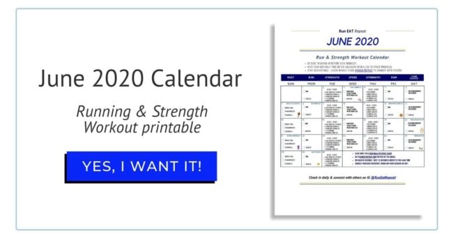 June Running Calendar free printable workout - Run Eat Repeat