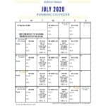 Running Journal Calendar - July 2020 free printable - Run Eat Repeat
