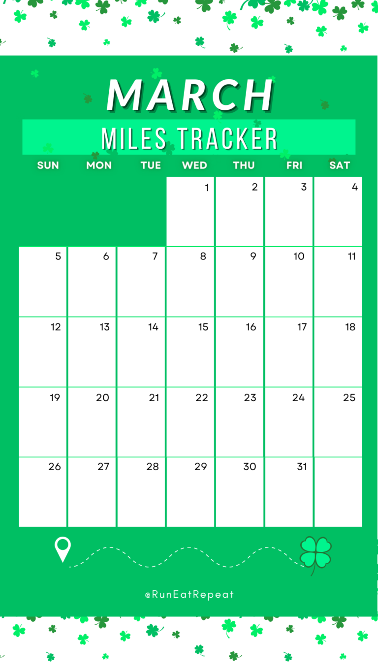 March Miles Tracker - Free 2023 Running Calendar - Run Eat Repeat